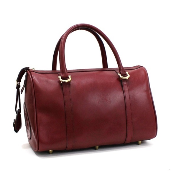 Cartier | Bags | Cartier Mastline Boston Bag Handbag Leather Bordeaux ...